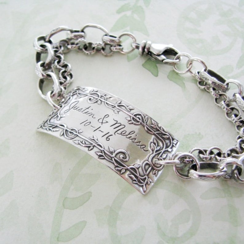 Personalized Silver Bracelet, Everlasting, Engraved Handmade Link With ...