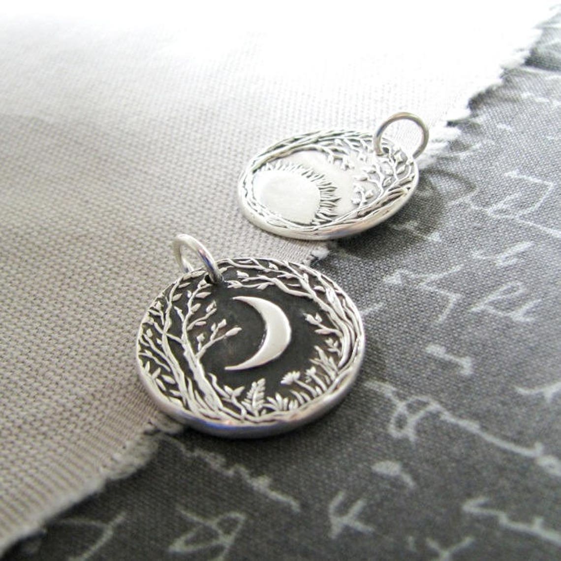 Reversible Pendant, Sun and Moon, Fine Silver Pendant, Handmade in ...