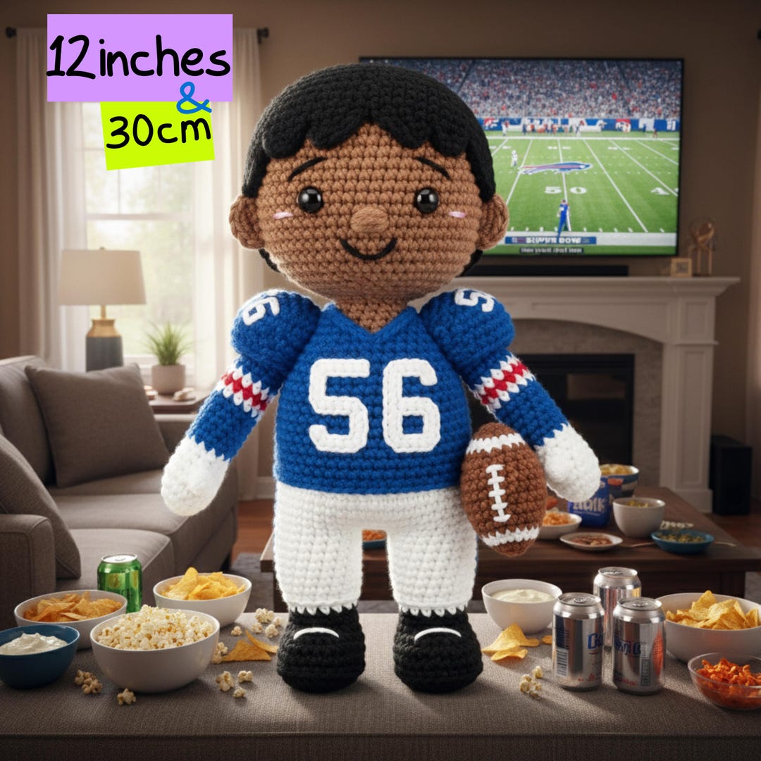 Personalized Crochet Football Player Doll, Custom Sports Gift for Boy ...
