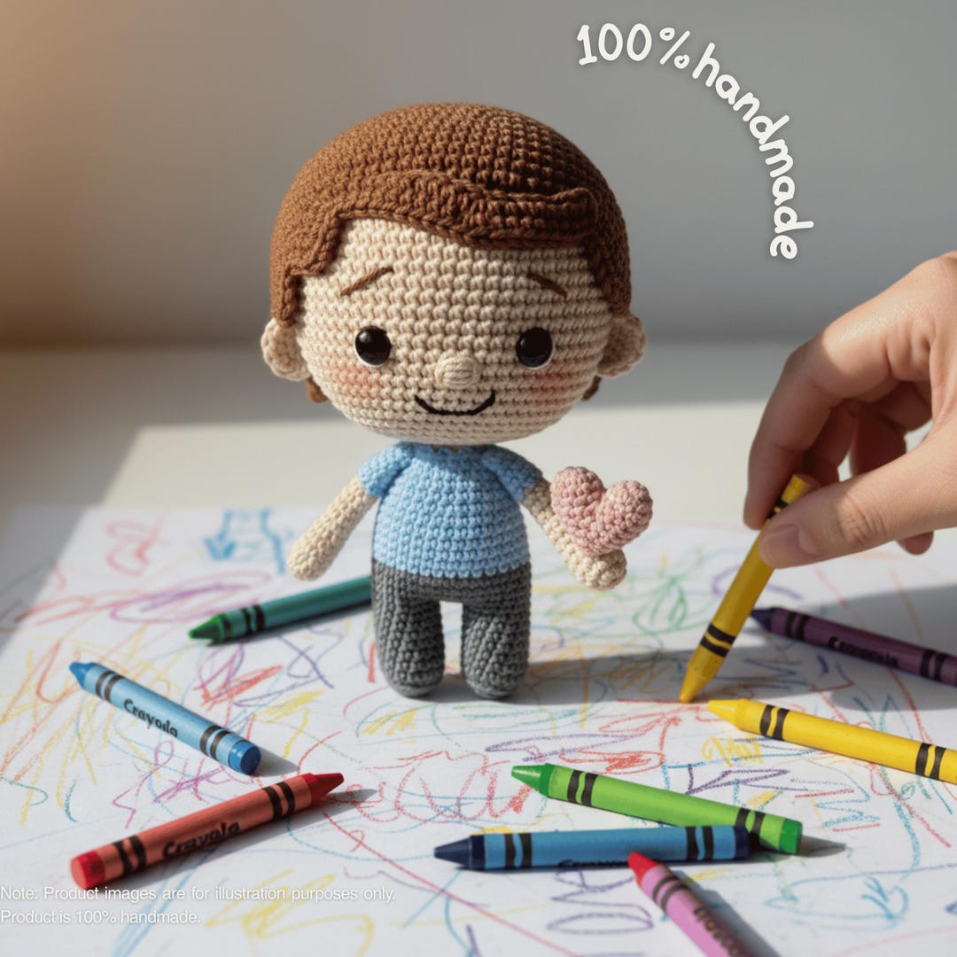 Custom Amigurumi Shy Boy Doll – Holding Pink Heart, Sweet Valentine ...
