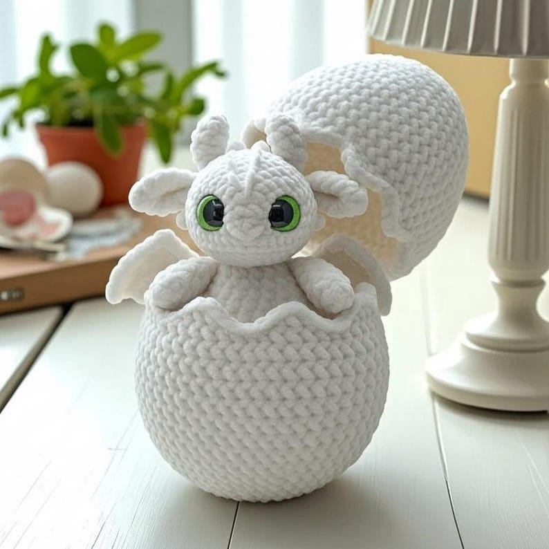 Toothless Dragon in Egg, Crochet Plush Toy, Handmade Amigurumi Gift - Etsy