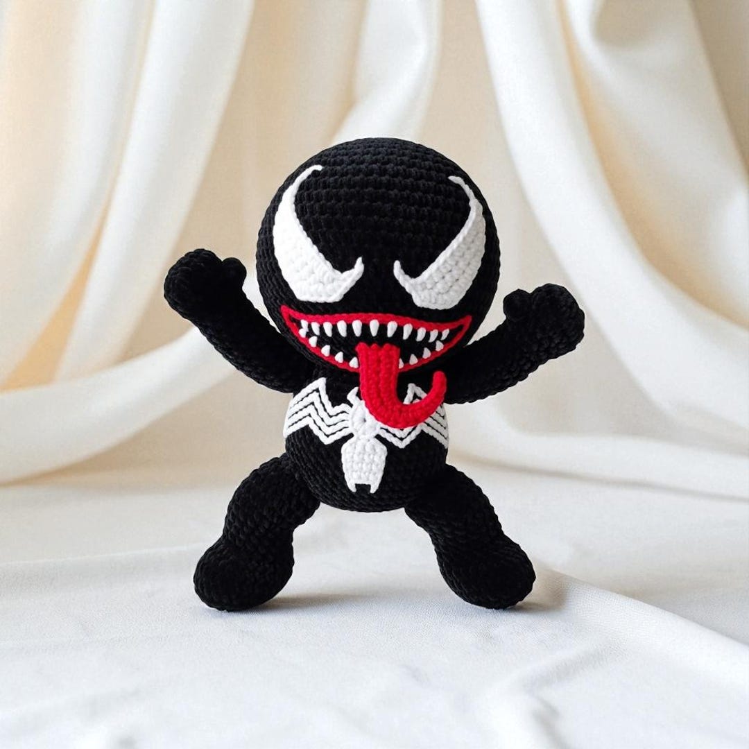 Handmade Crochet Venom Plushie, Velvet Amigurumi Doll - Etsy