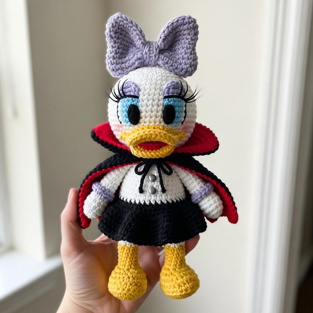 Handmade Crochet Vampire Duck Plush, Spooky Halloween Decor, Kids Gift ...