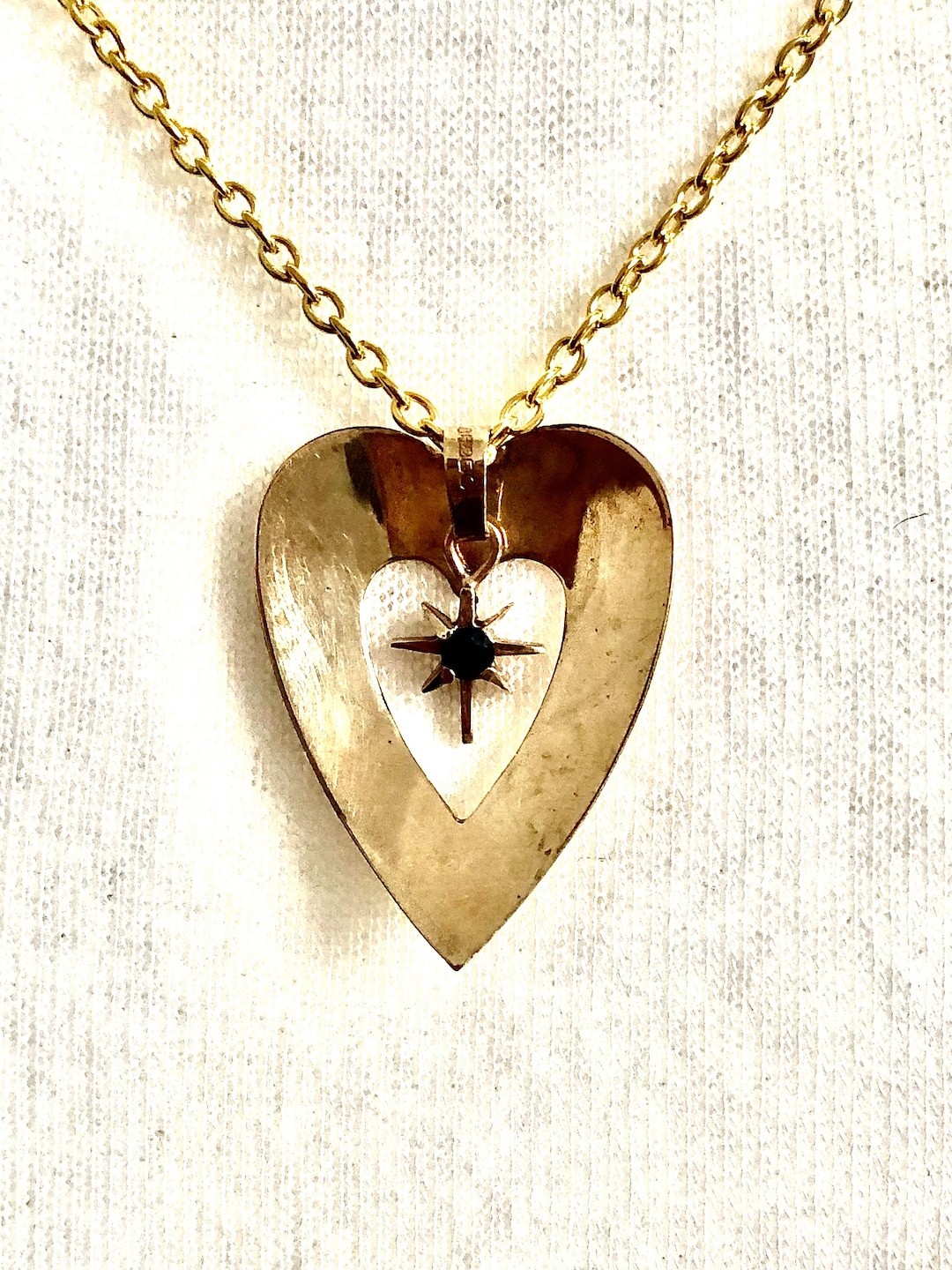 9ct Gold Heart, Vintage Gold Heart, Gold North Star, Gold Star Heart ...