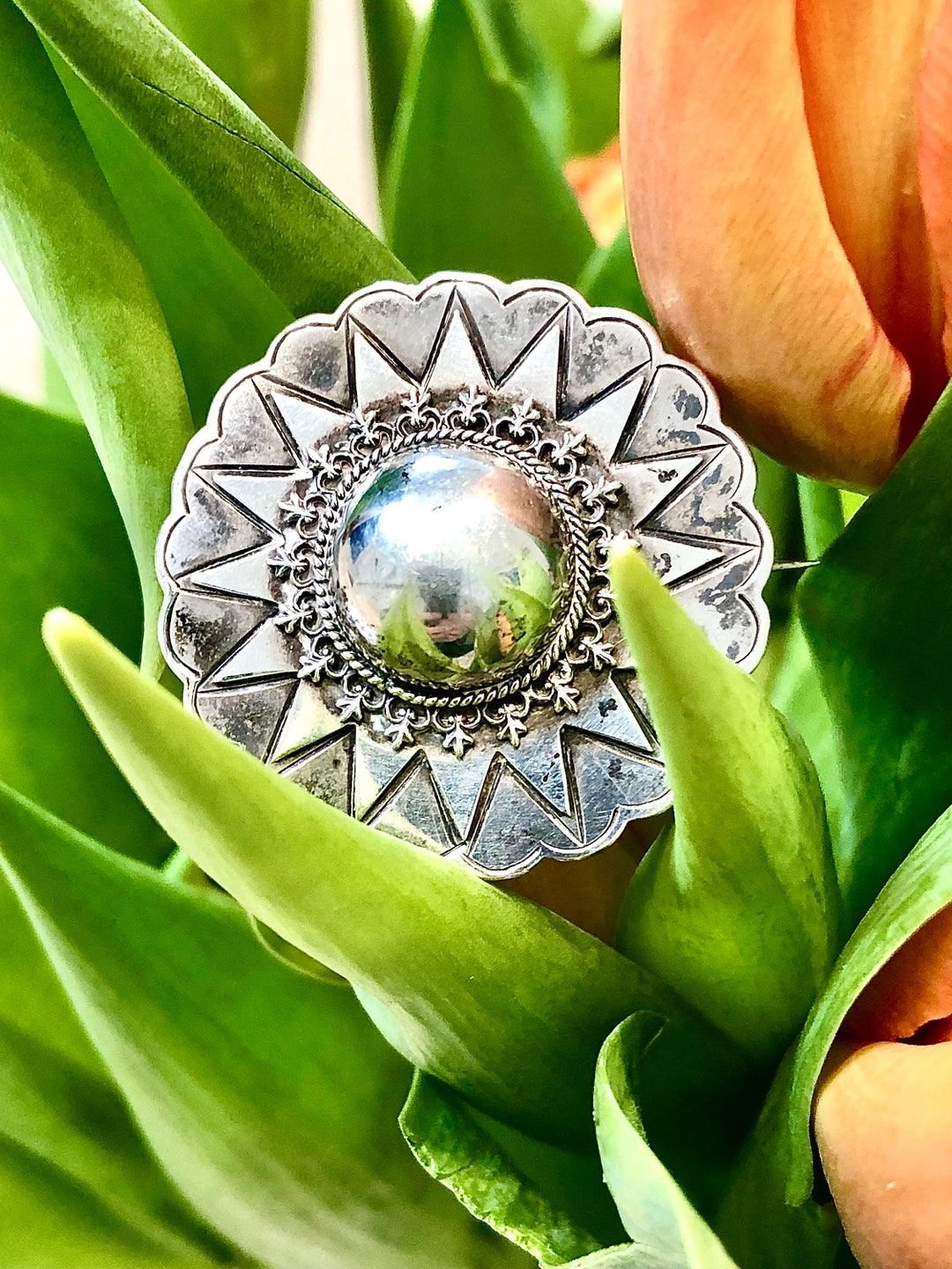 Vintage Silver Brooch, Silver Aesthetic Movement Brooch, Antique Silver ...