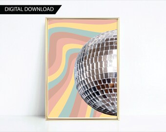 Disco Ball Print, Disco Ball Poster, Digital Download Wall Art ...
