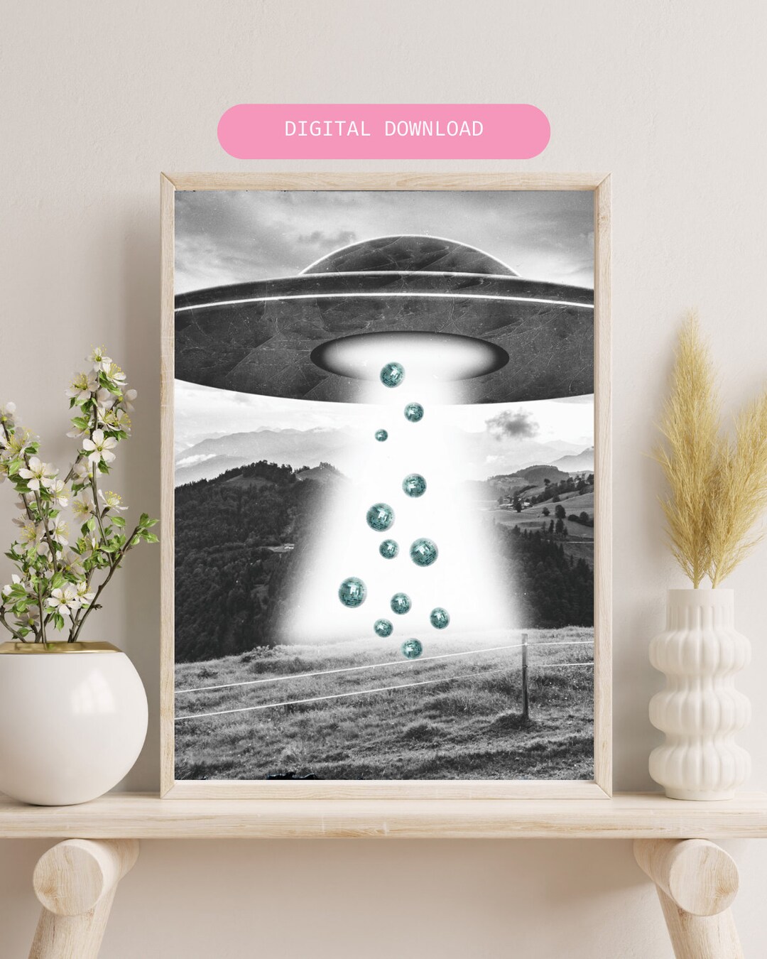 Alien Disco Ball Print, Disco Ball Poster, Printable Wall Art, Disco ...