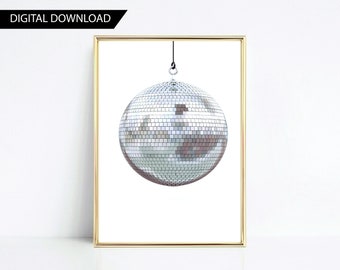 Disco Ball Print, Disco Ball Poster, Digital Download Wall Art ...
