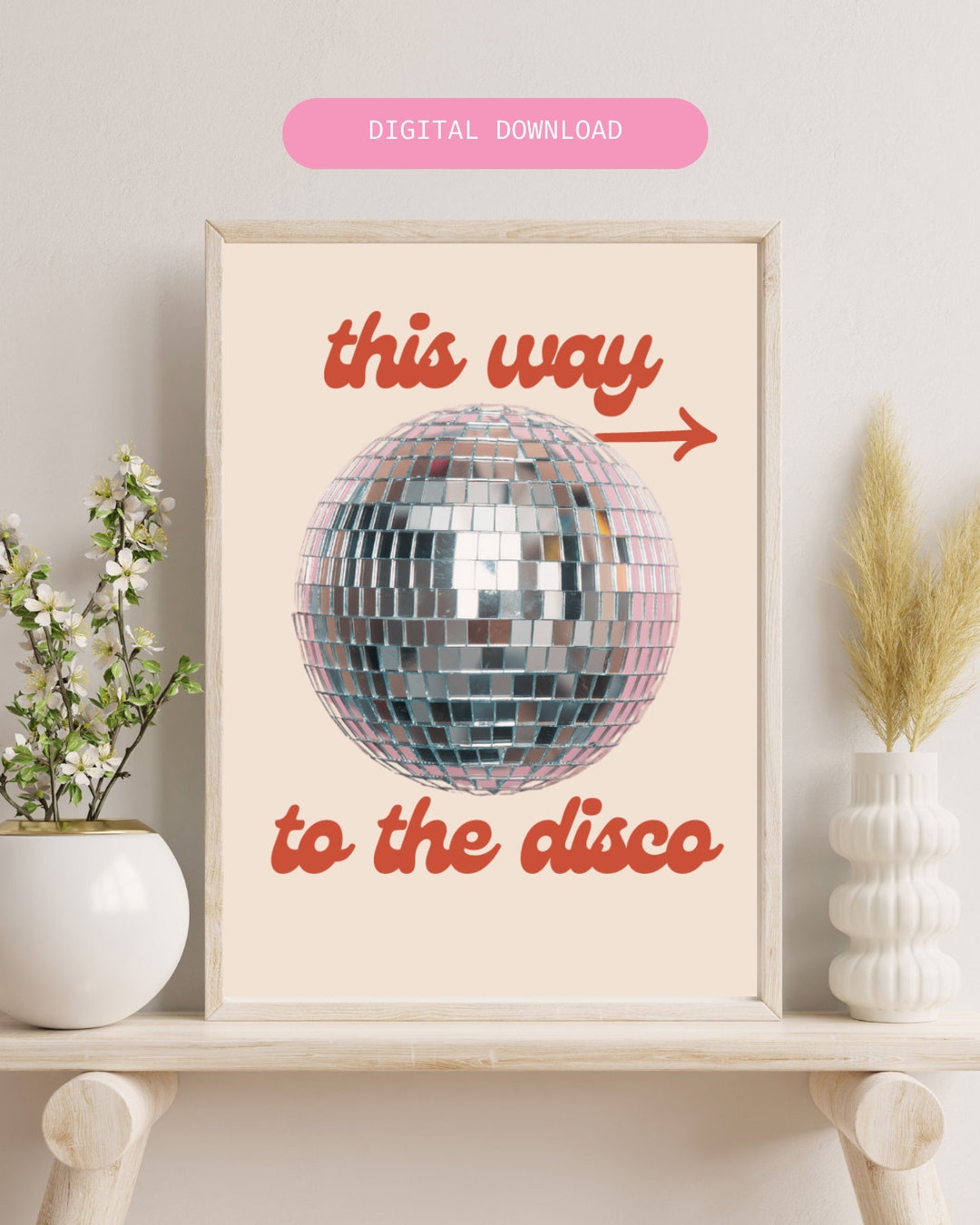 Disco Ball Print, Disco Ball Poster, Printable Wall Art, Disco Ball ...