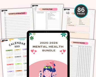 2025 Mental Health Planner Bundle, Self-care Digital Journal, Printable ...
