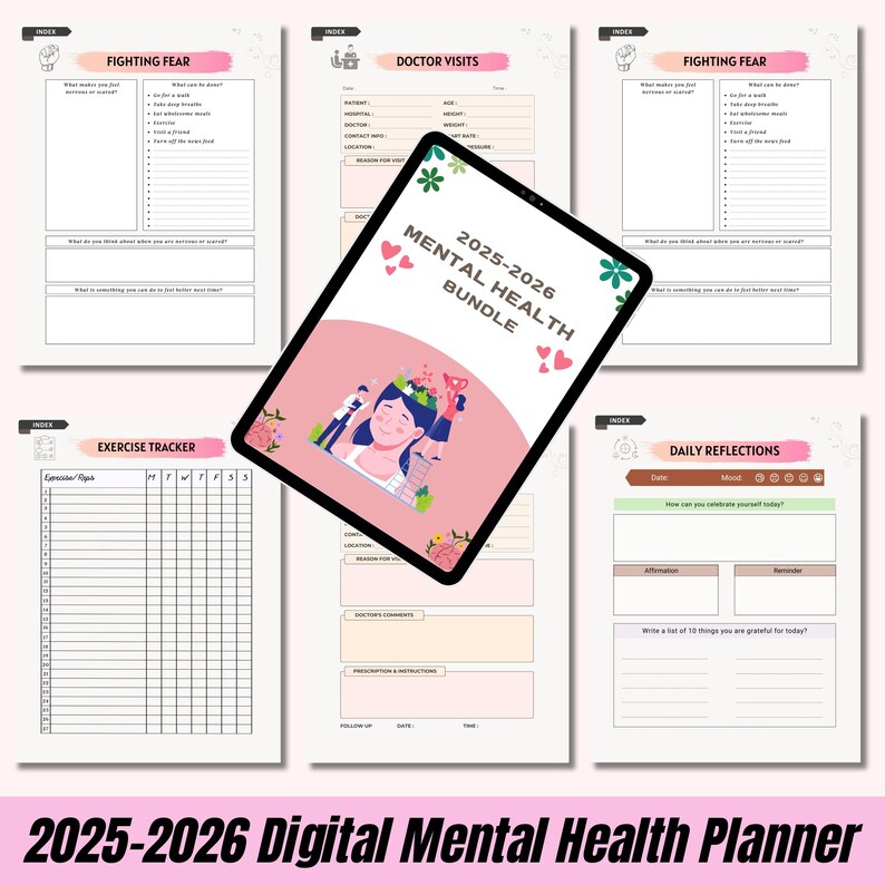 Mental Health Planner Bundle, Self-care Digital Journal, Printable ...