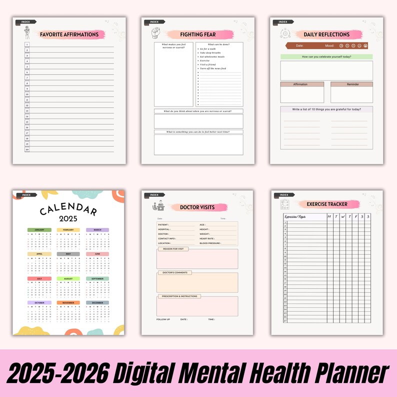 Mental Health Planner Bundle, Self-care Digital Journal, Printable ...