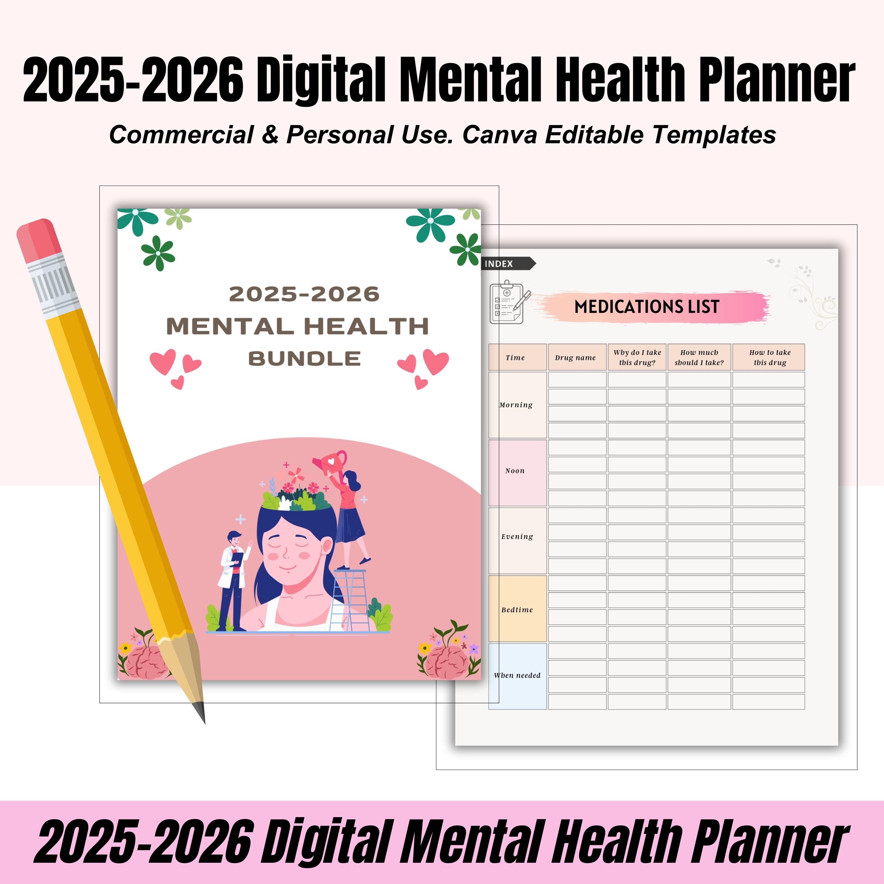 Mental Health Planner Bundle, Self-care Digital Journal, Printable ...