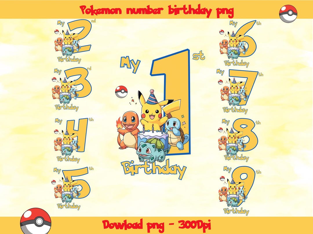 My Birthday Pokemon Number PNG, Pokemone Birthday Png, Pikachu Birthday ...