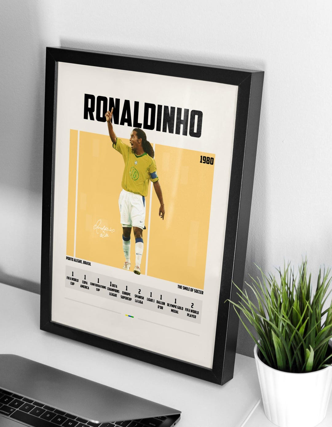 Ronaldinho Poster, Brazil Poster, Gift for Him Her, Wall Art Sport ...