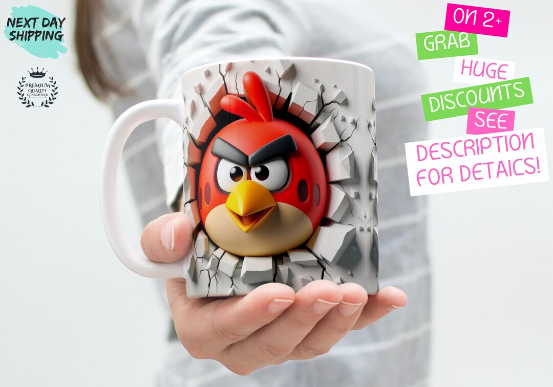 3d Effect Angry Bird Coffee Mug, Funny Cartoonic Angy Bird Mug, Tea Mug ...