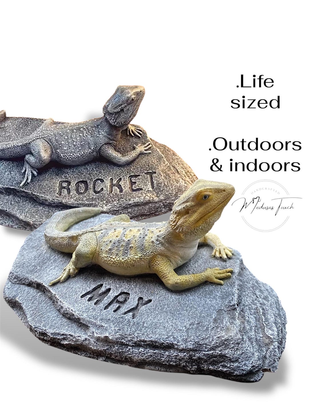 Personalized Bearded Dragon Memorial Statue, Life Size Lizard Decor ...