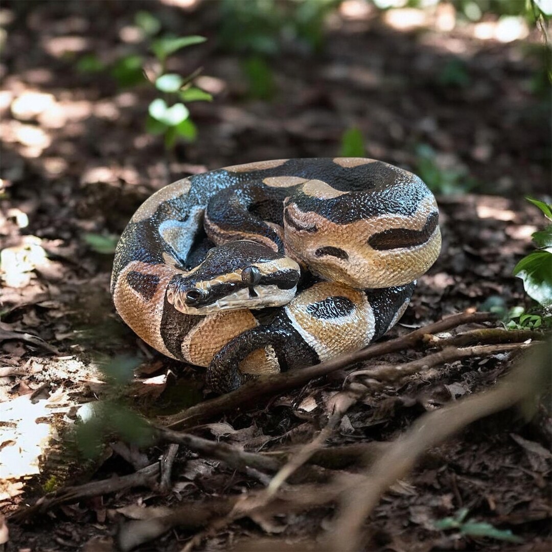 Custom Painted Python Statue - Hand-cast Concrete Serpent, Garden Art ...