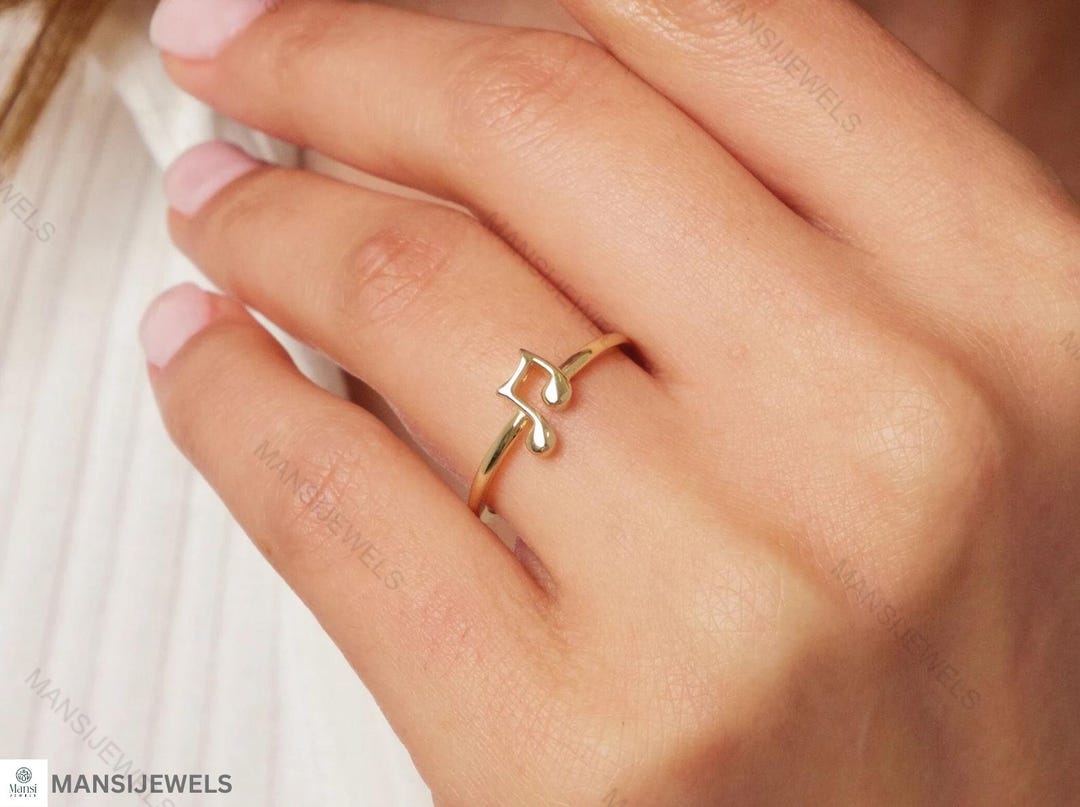 14K Gold Music Note Ring | Treble Clef Band | Dainty Music Lover ...