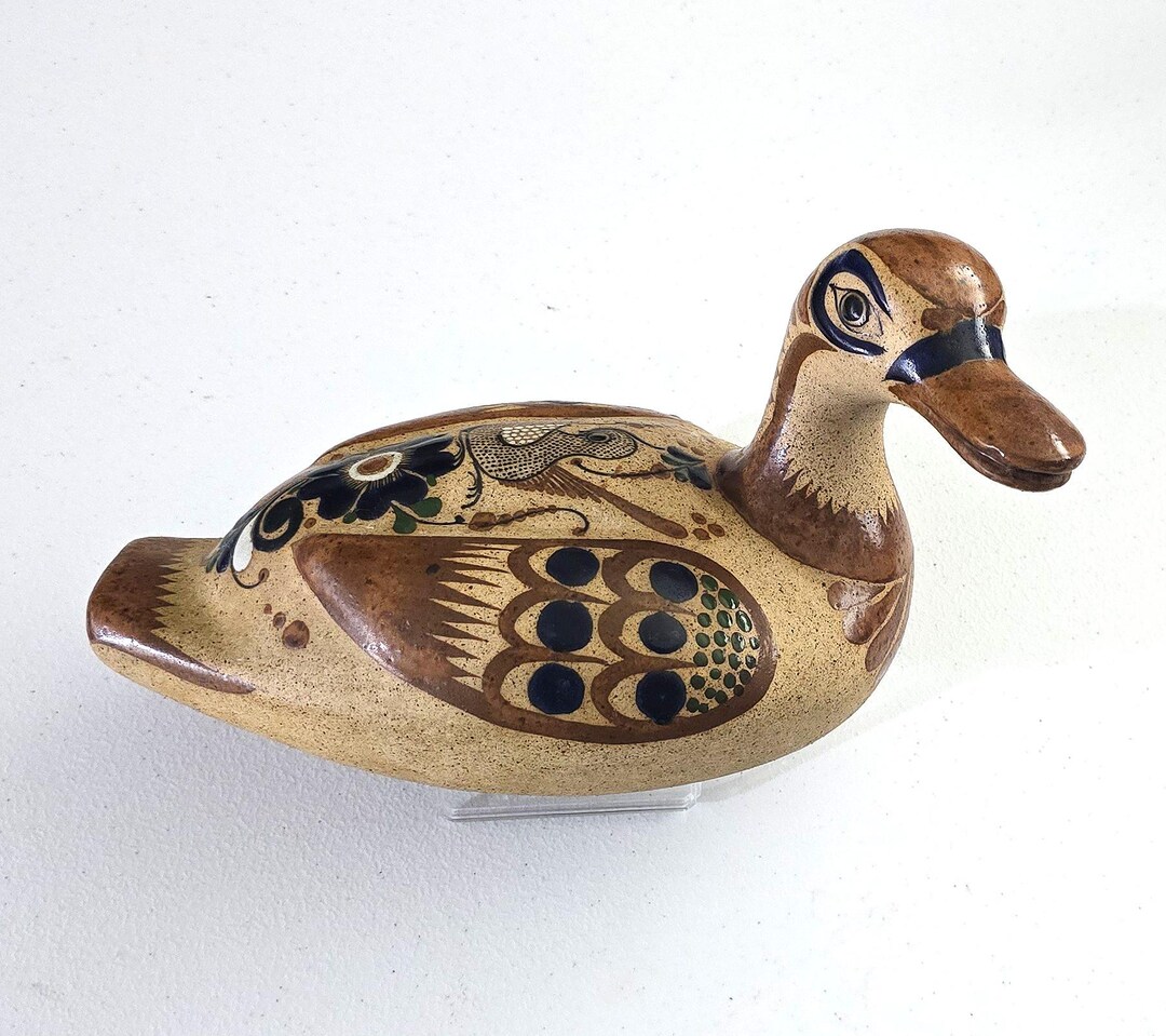 Large Vintage Tonala, Mexico Canelo Clay Hand-painted and Signed High ...