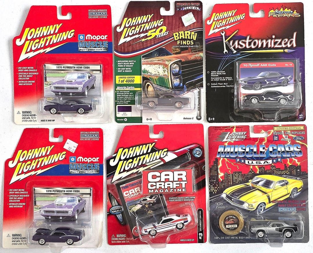 Cuda Crazy - 6 Johnny Lightning Plymouth Cuda 1:64 Diecast Cars - Most ...