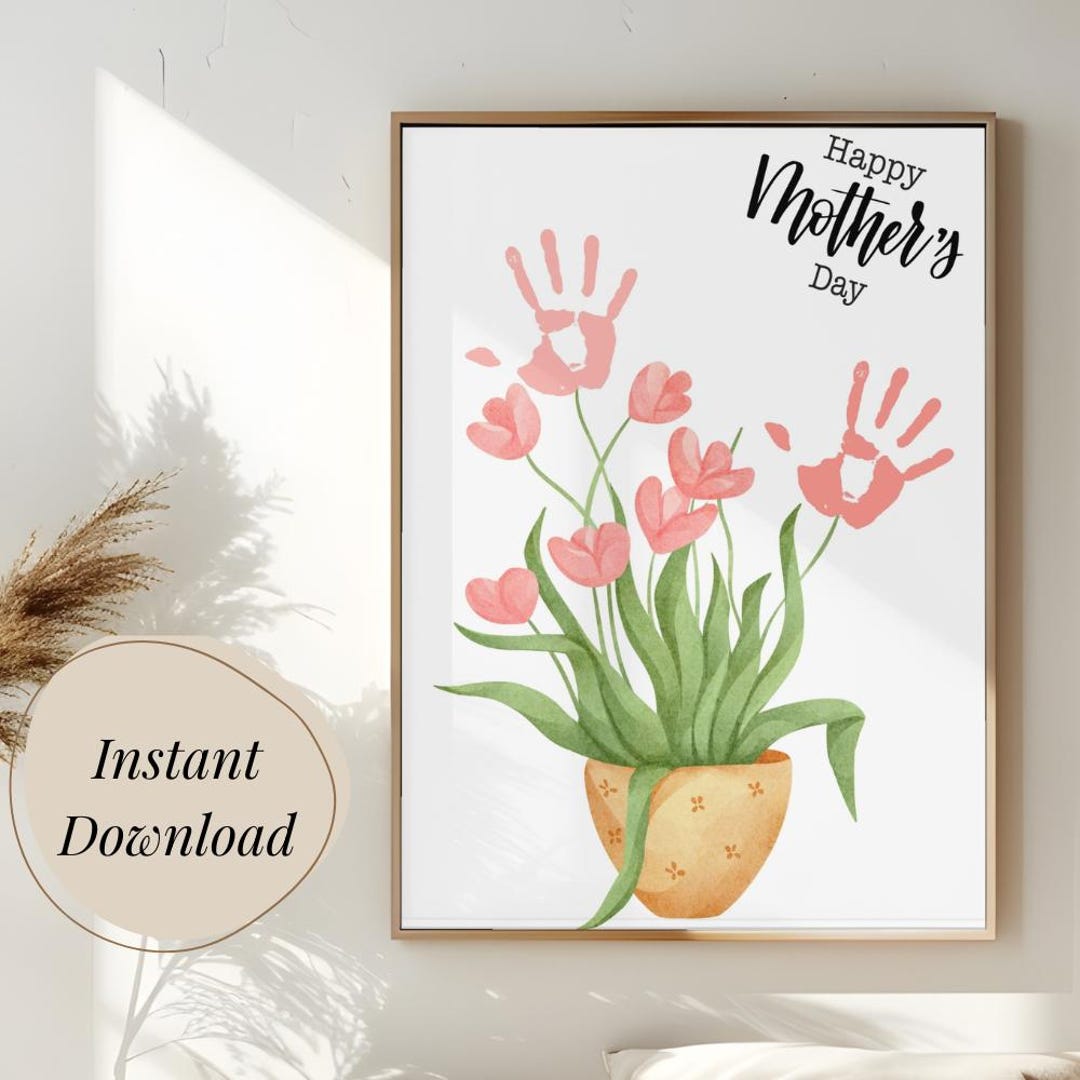 Mothers Day Handprint Craft, Mothers Day Gift, DIY Handprint Art for ...