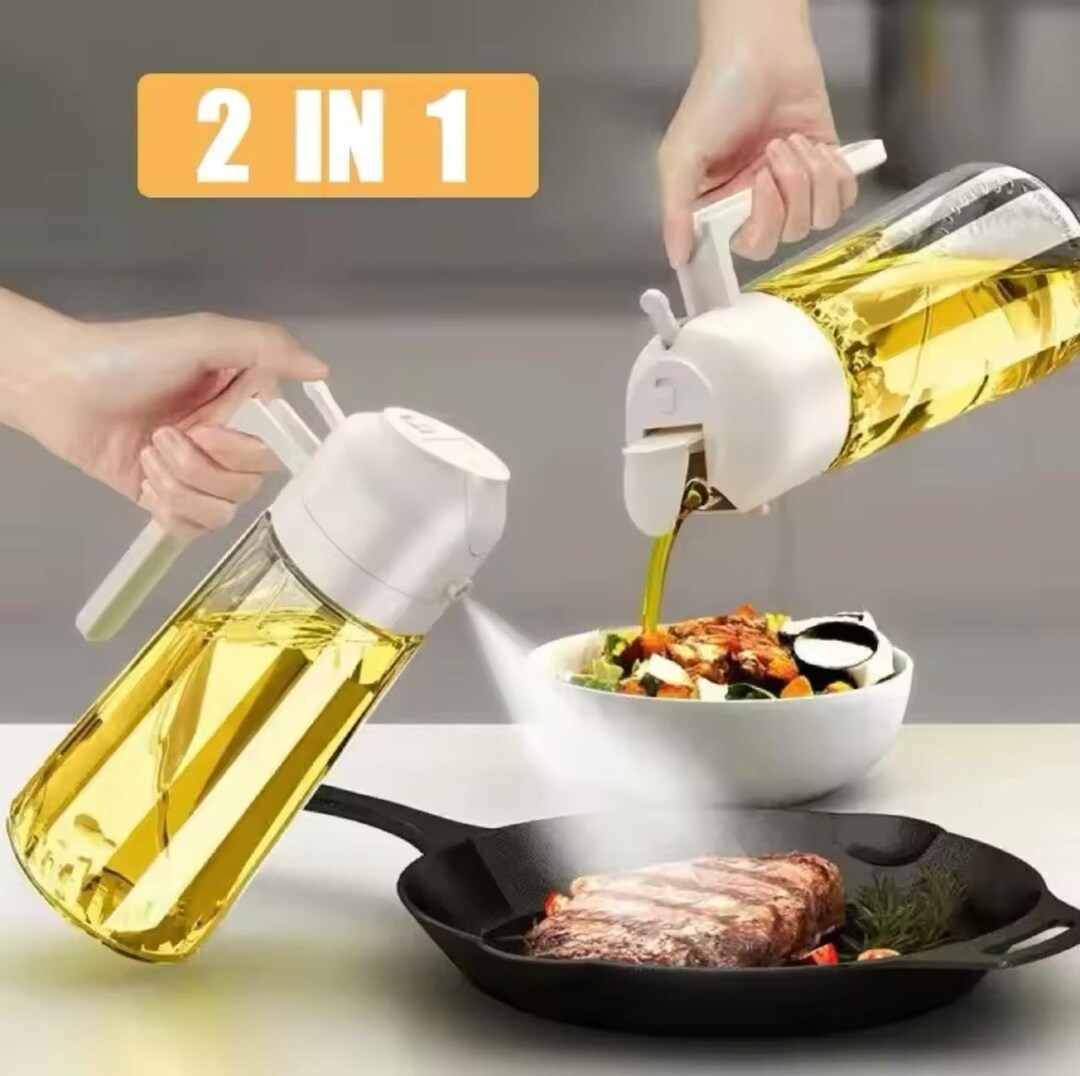 2 in 1 Olive Oil Dispenser Bottle, 500ml Plastic Oil Sprayer, Cooking ...