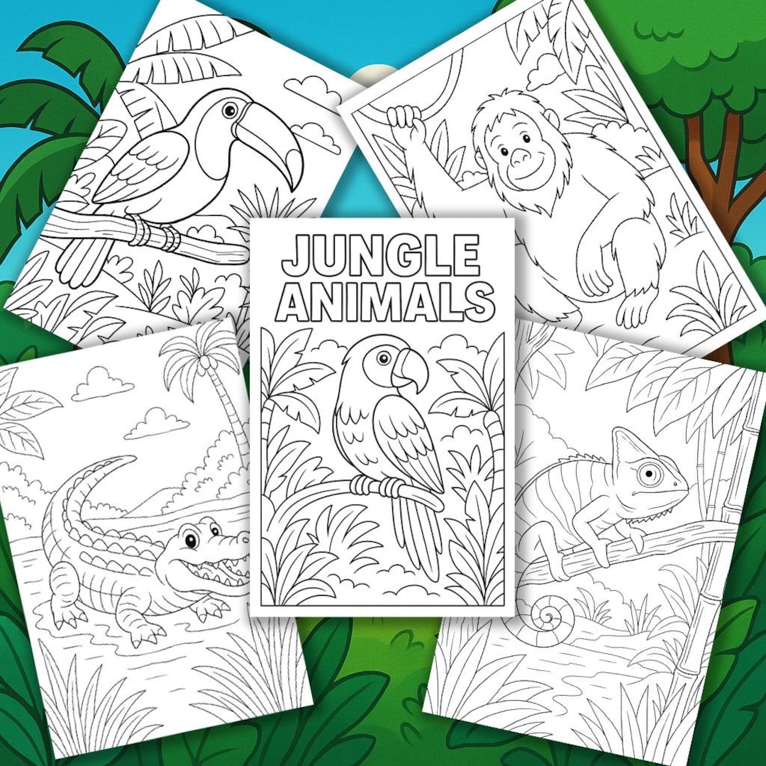 Jungle Animals: A Wild Coloring Adventure - Etsy