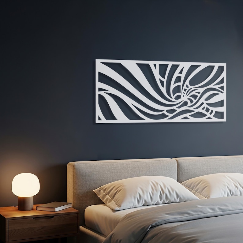 Abstract Flow Metal Wall Art, Horizontal Modern Line Decor, Minimal ...