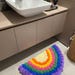 Handmade Rainbow Pom-pom Rug: Colorful Nursery Play Mat - Etsy