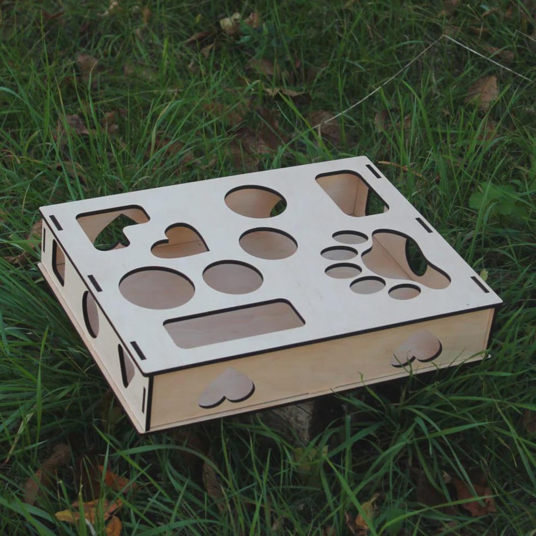Interactive Cat Wooden Toy Maze Box – Square Ball Chaser Game for ...