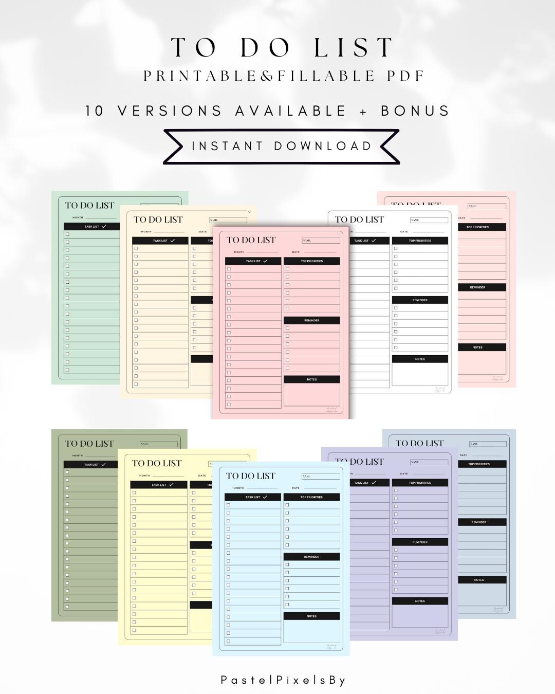 To Do List Printable to Do List Bundle to Do List Planner Page ...