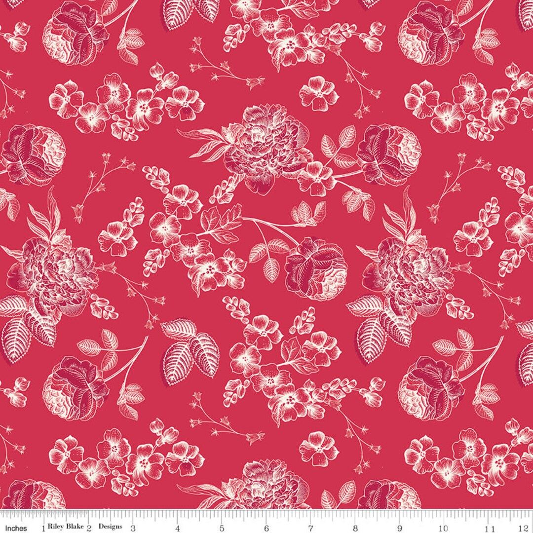 Heirloom Red by My Mind's Eye for Riley Blake C14341 Line Floral Red - Etsy