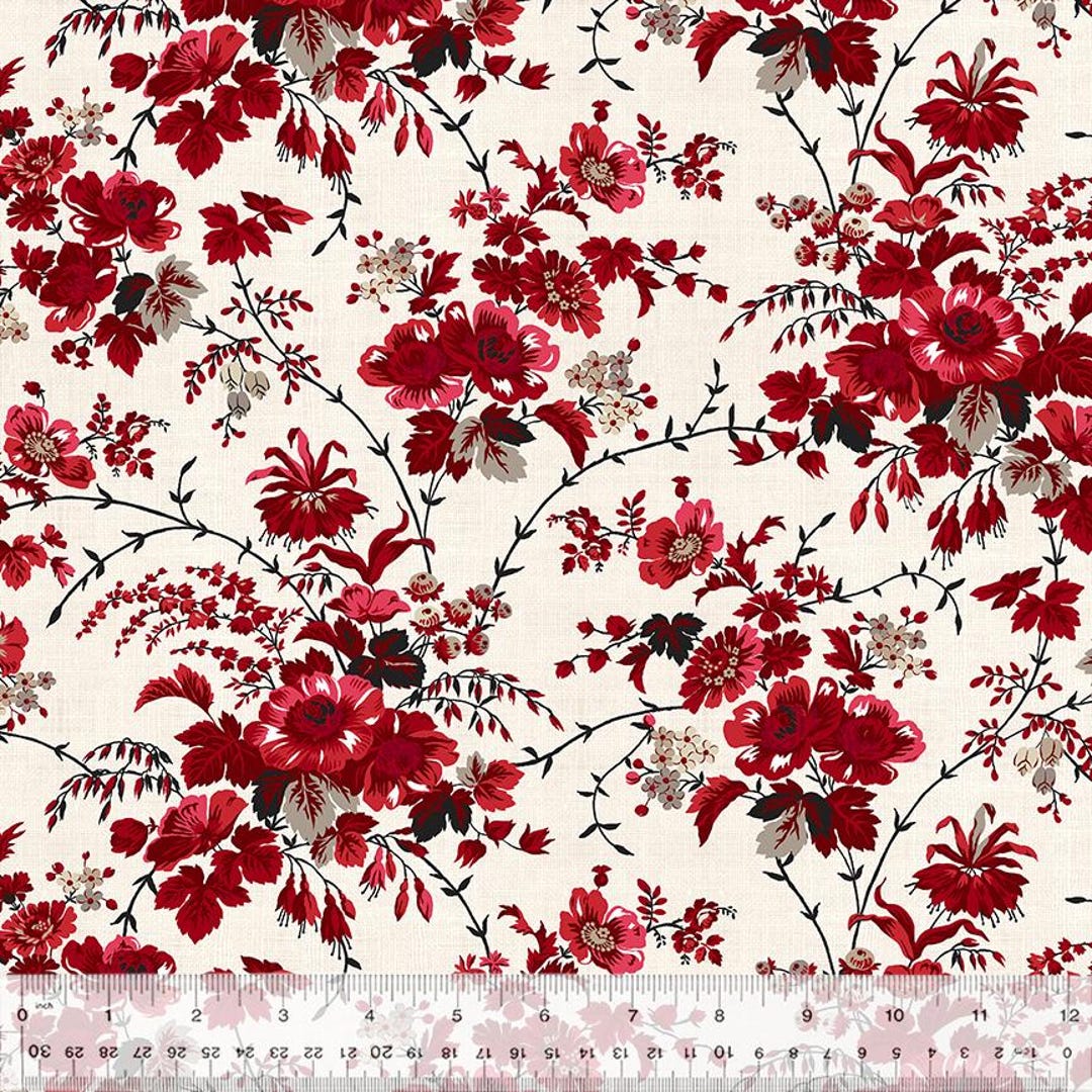 Sable & Scarlet by Whistler Studios for Windham Fabrics 54149-1 Posies Cream - Etsy