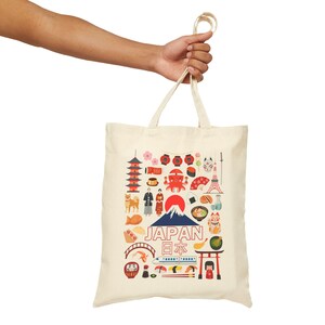 Japanese Culture Tote Bag, Japan Themed Shopping Bag, Cotton Canvas ...