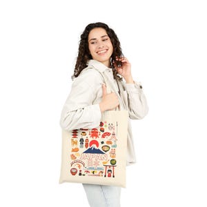 Japanese Culture Tote Bag, Japan Themed Shopping Bag, Cotton Canvas ...