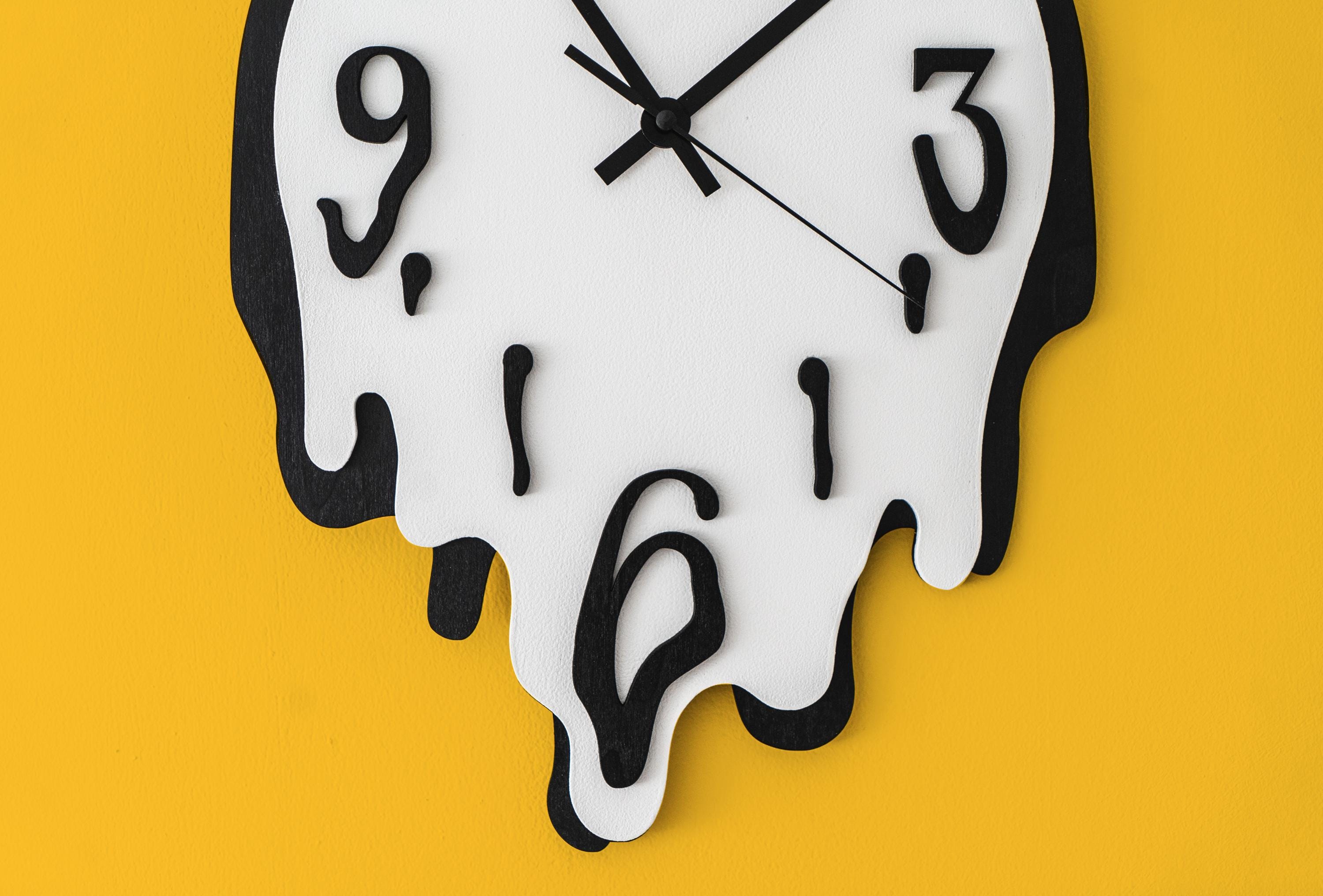 Melting Wall Clock Dopamine Decor Wood Wall Clock Funny Wall Decor Funky Wall Art Unique Wall ...