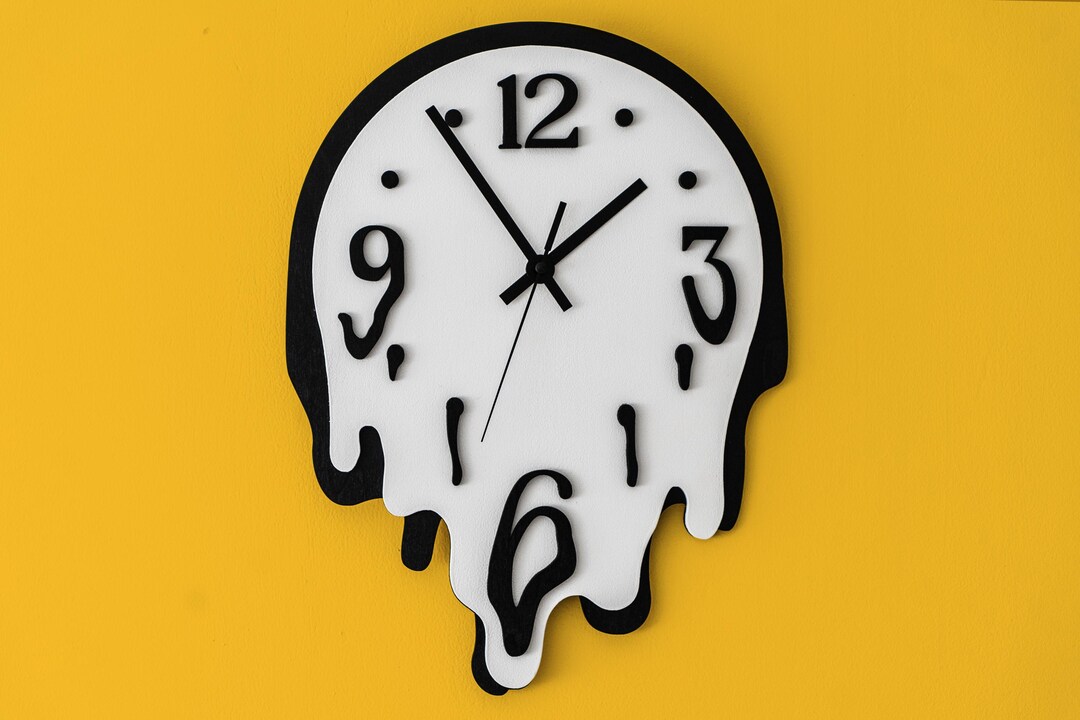 Melting Wall Clock Dopamine Decor Wood Wall Clock Funny Wall Decor Funky Wall Art Unique Wall ...