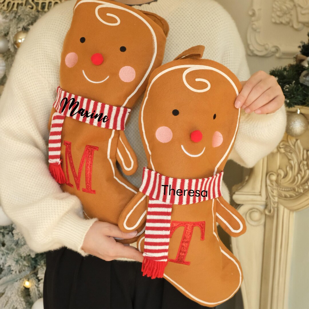 Personalized Gingerbread Man Christmas Stockings - Custom Embroidered ...