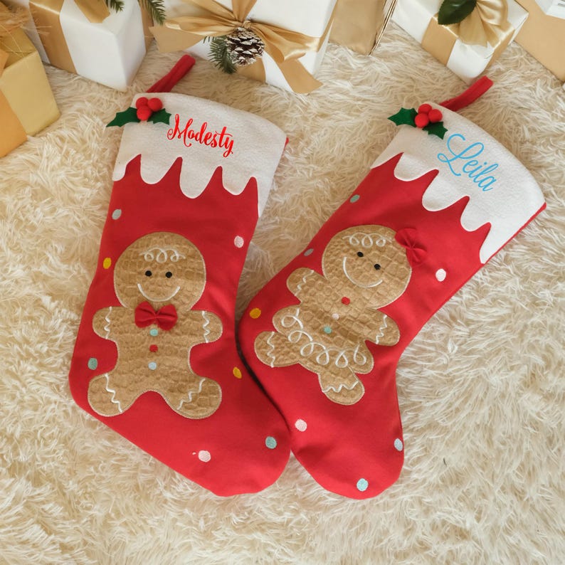 Personalized Gingerbread Man Christmas Stockings - Customizable With ...