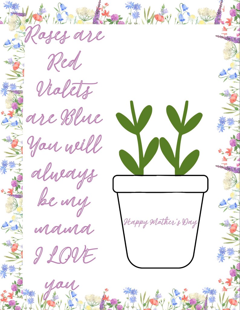 Roses Are Red, Violets Are Blue Mother’s Day/father’s Day Handprint ...