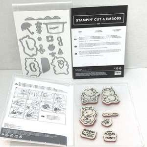 2022 Hippest Hippos Stampin up Set of 7 Hippo and Word Cling Stamps and ...