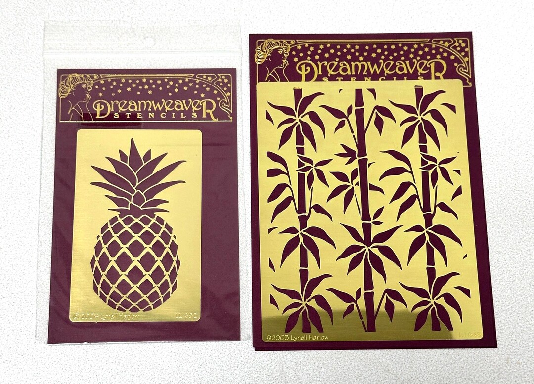 2 Tropical Embossing Lynell Harlow Dreamweaver Stencils - Pineapple and Bamboo - GENTLY USED - Etsy