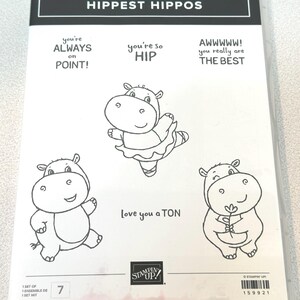 2022 Hippest Hippos Stampin up Set of 7 Hippo and Word Cling Stamps and ...