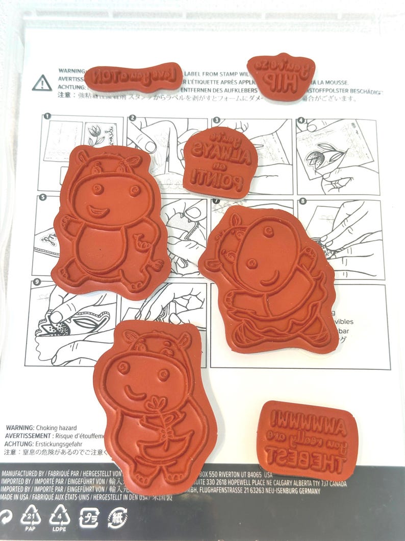 2022 Hippest Hippos Stampin up Set of 7 Hippo and Word Cling Stamps and ...