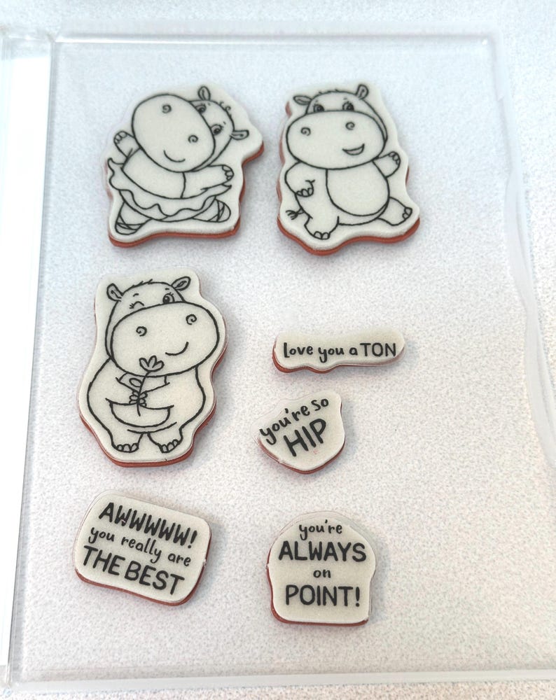 2022 Hippest Hippos Stampin up Set of 7 Hippo and Word Cling Stamps and ...