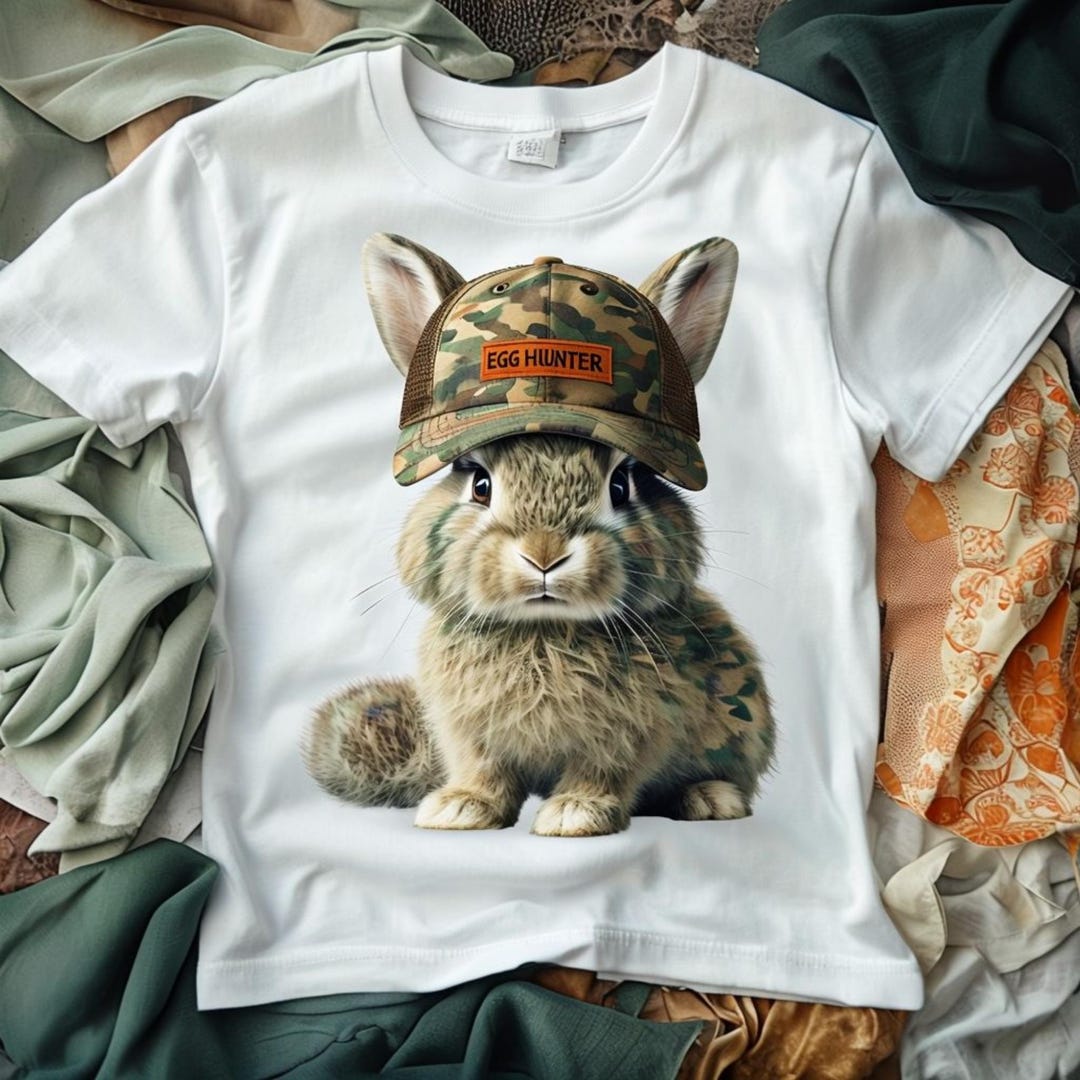 Camo Easter Bunny PNG, Egg Hunter Bunny Design, Boy Bunny With Cap PNG ...