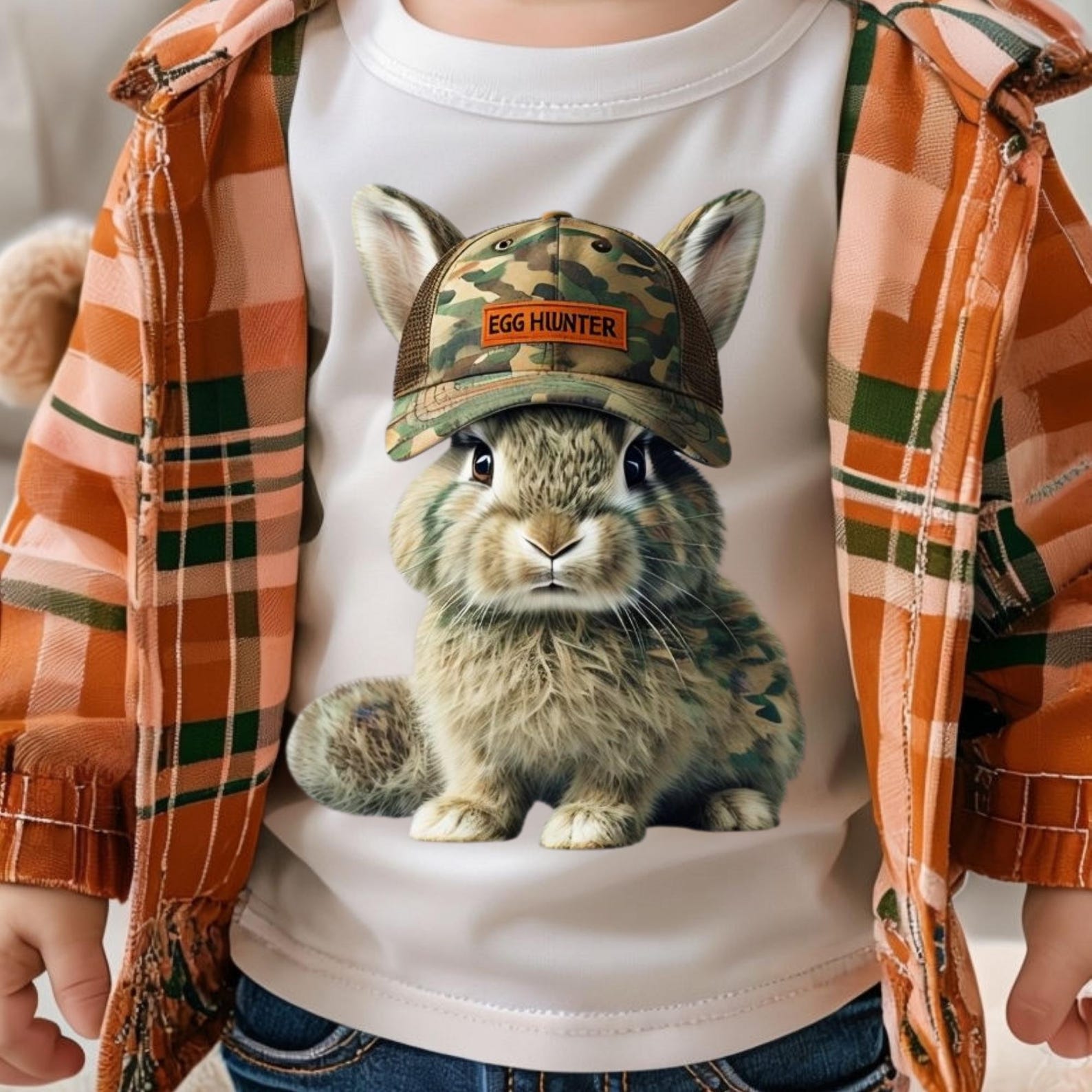 Camo Easter Bunny PNG, Egg Hunter Bunny Design, Boy Bunny With Cap PNG ...