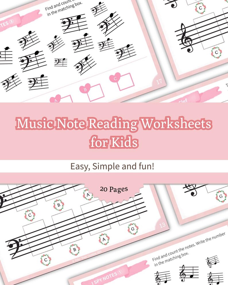 Music Note Reading Worksheets - Etsy