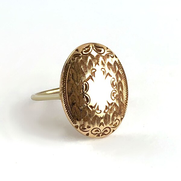 Etched Gold Ring - Etsy